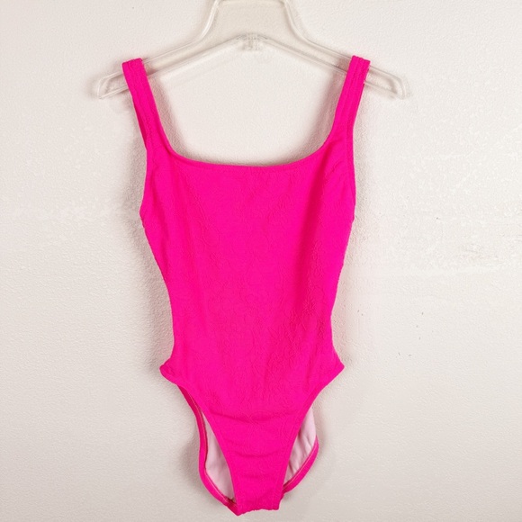 Swim | Vintage Neon Pink 8s Swimsuit One Piece Floral | Poshmark